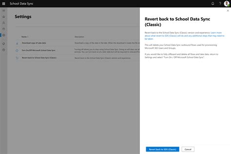 Reverting Back To Sds Classic School Data Sync Microsoft Learn