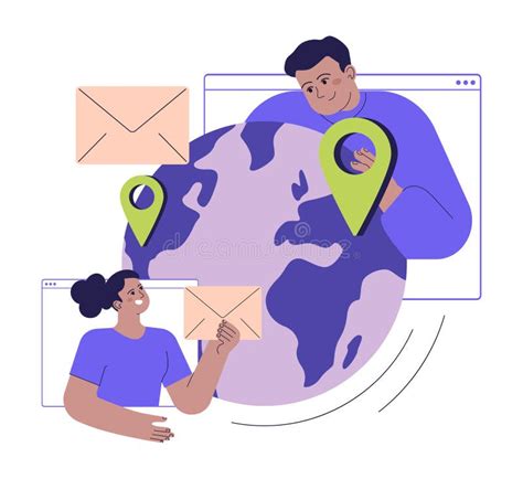 Positive Aspect Of Social Networks Characters Communicating With Each Stock Vector