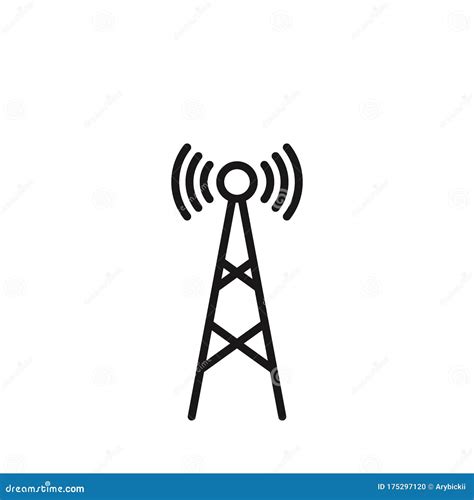 Radio Tower With Waves For Broadcast Transmission Vector Stock Vector