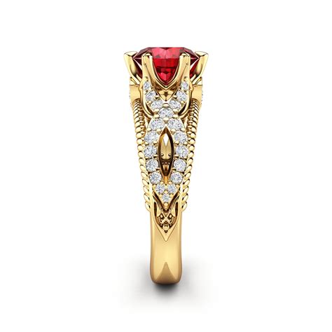 14k Yellow Gold Ruby Engagement Ring Ruby Engagement Ring Art Etsy