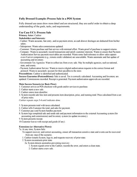 Use Case Pos Example Of Use Cases Pos Fully Dressed Example
