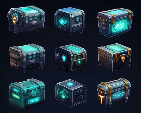 Premium Photo Neon Futuristic Loot Crate Treasure Chest Vector Illustration For Game Desgin