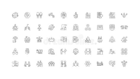 international business ideas linear icons line signs set vector