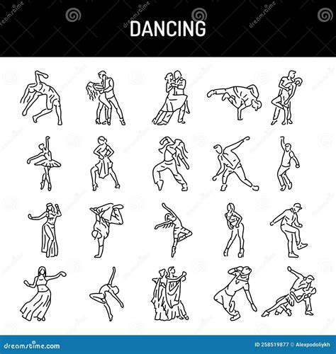 Dancing Color Line Icons Set Pictograms For Web Page Stock