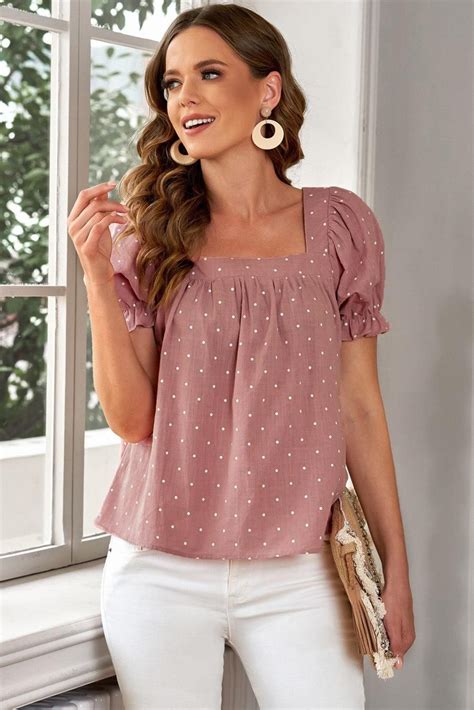 Polka Dot Square Neck Flounce Sleeve Top Flyclothing Llc Polka Dots
