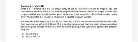Solved Question 1 Marks 10 Write A C Program That Has Chegg Com