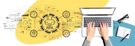 robotic process automation theme with person using a laptop stock image