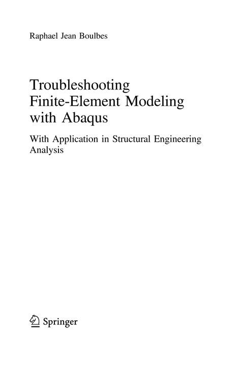Solution Troubleshooting Finite Element Modeling With Abaqus With