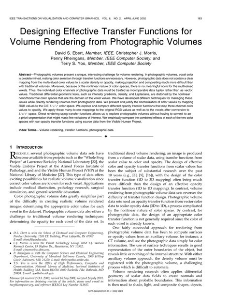 Pdf Designing Effective Transfer Functions For Volume Rendering Fromphotographic Volumes