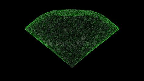 3d Diamond On Black Bg Object Dissolved Green Flickering Particles Business Advertising