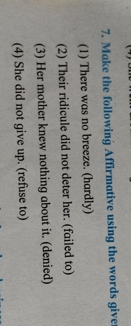 7 Make The Following Affirmative Using The Words Given 1 There Was