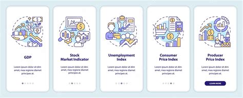 Premium Vector Economic Indicators Onboarding Mobile App Screen