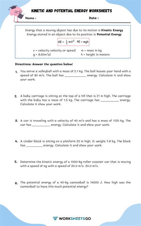 Kinetic And Potential Energy Worksheets Worksheetsgo