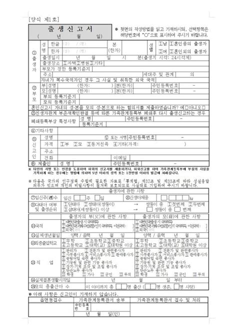 출생증명서 및 출생신고서 양식과 작성방법 네이버 블로그