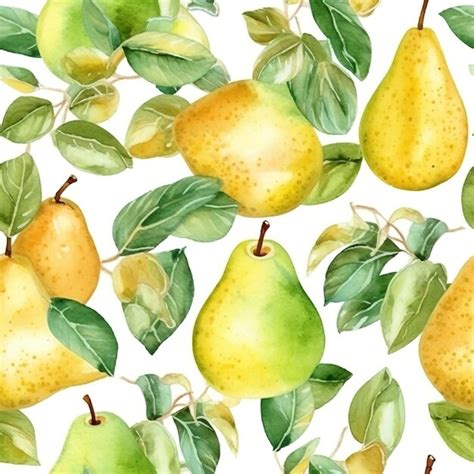 Premium Photo Pear Square Botanical Draw Pattern