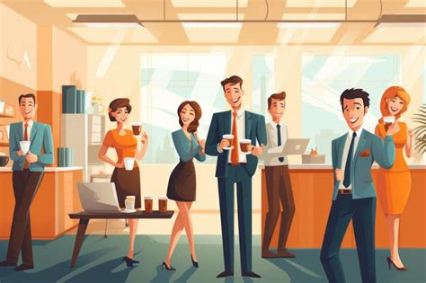 Premium Photo Coffee Break Bliss Energized Business Professionals Unwind In Office Oasis Ar