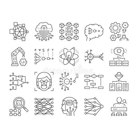 Neural Network And Ai Collection Icons Set Vector Stock Vector