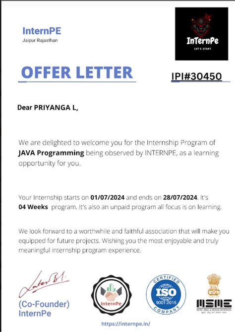 Priyanga L On Linkedin Internship Newbeginnings Career Opportunity