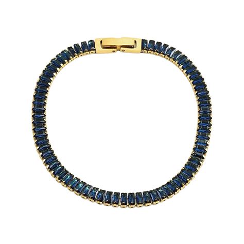 Blue Emerald Cut Bracelet Views Official