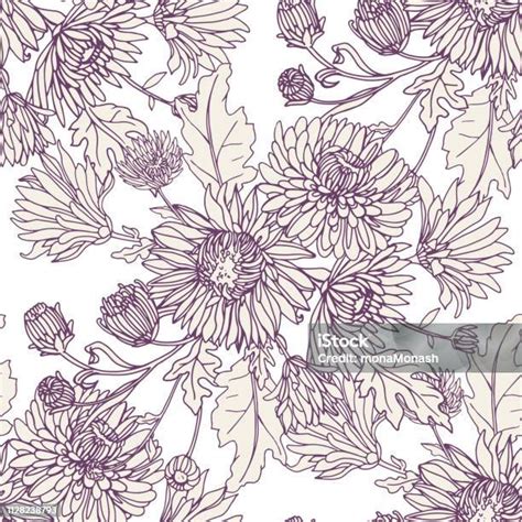 스케치 스타일에 국화와 함께 완벽 한 배경입니다 아름 다운 꽃 패턴입니다 0명에 대한 스톡 벡터 아트 및 기타 이미지 0명 개체 그룹 개화 Istock