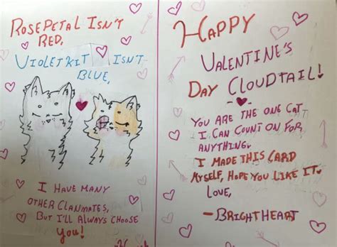 Brighthearts Valentines Day Card To Cloudtail Warrior Cats