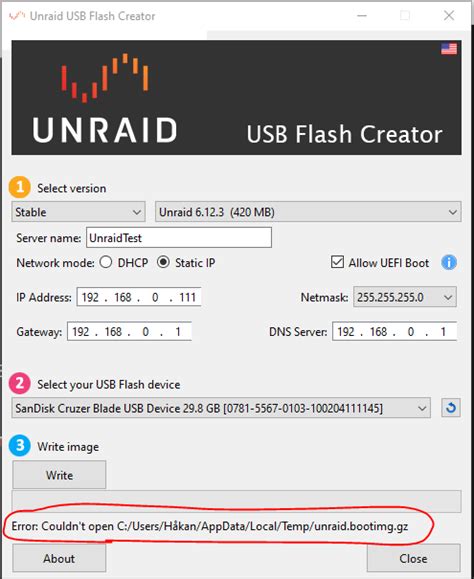 unraid usb flash creator unkown error general support unraid