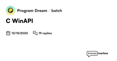 C Winapi Program Dream