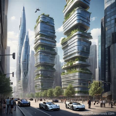 Future Cityscape With Humans And Robots Stable Diffusion Online