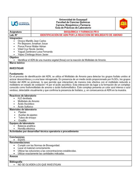 Informe N°4 Bioquímica Y Farmacia Borrador Pdf