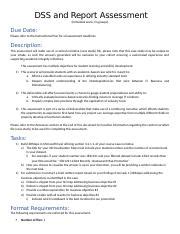 Assignment DSS And Report Individual Docx DSS And Report Assessment