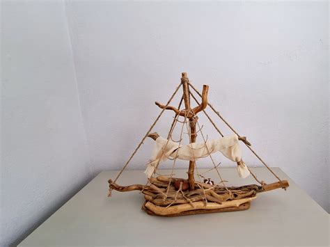Handcrafted Driftwood Sailboatunique Nautical Decor Etsy