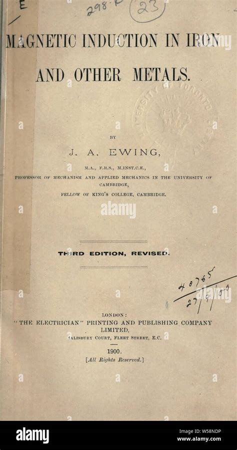 Magnetic Induction In Iron And Other Metals Ewing Sir James Alfred