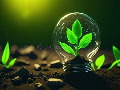 Green Energy And A Bright Future A Light Bulb Ai Generative Stock
