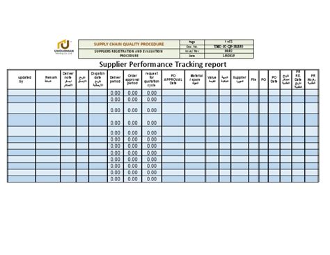 03 Supplier Performance Tracking Sheet Pdf