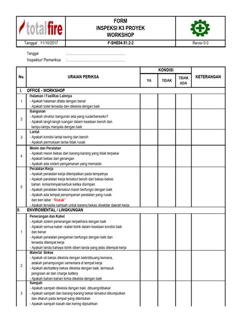 Form Inspeksi K3 Proyek Pdf