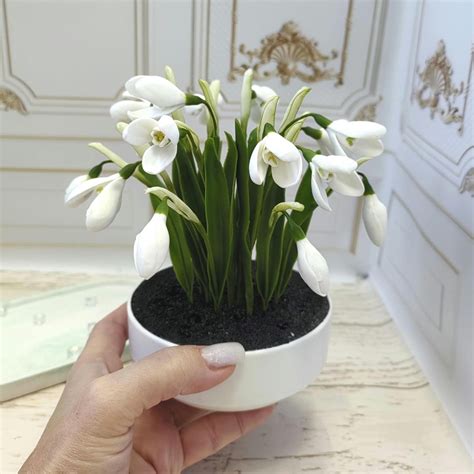 Snowdrops Real Touch Flowers Polymer Clay Artificial Snowdrop Flower