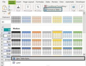 Excel Table Styles Formats Examples How To Create