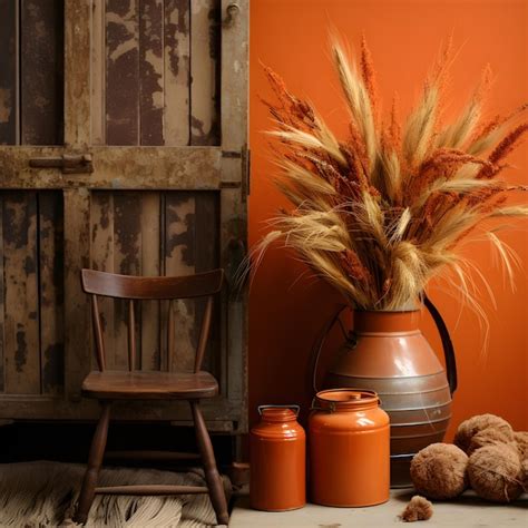 Premium Photo Rustic Orange Woodgrain