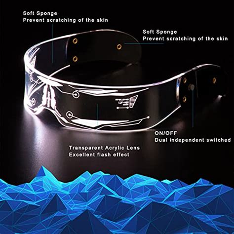 Led Luminous Glasses 7 Color Cyberpunk Led Visor Glasses Futuristic