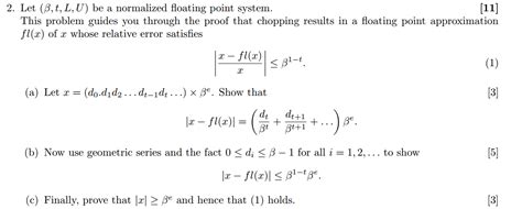 Solved This Is Numerical Analysis I Working With Floating Chegg