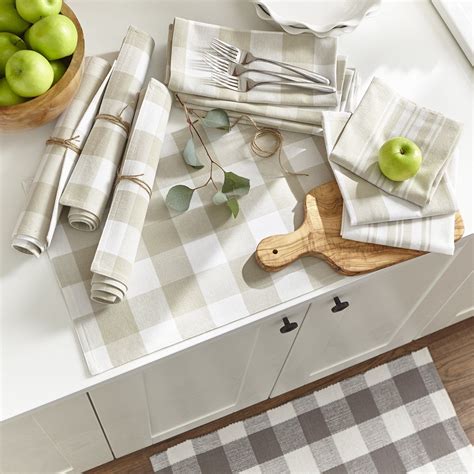 Farmhouse Living Stripe and Check Kitchen Towels, Set of 3 | Elrene ...