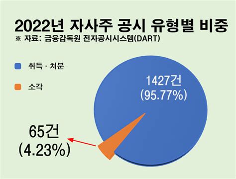 지난해 자기주식 소각 공시 매입 대비 4대 수준소각 의무화에 좋은 자사주 매입 늘어나나