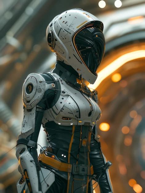 Premium Photo Futuristic Android Humanoid Robot In A Sci Fi Corridor Advanced Artificial