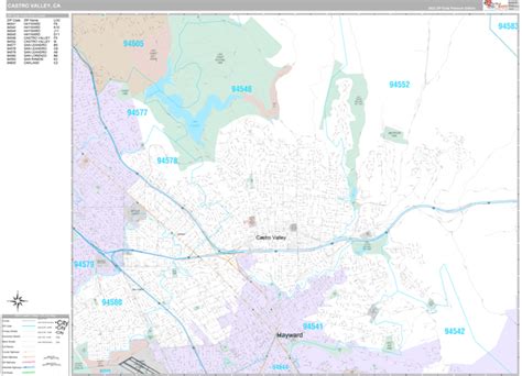 Castro Valley California Wall Map Premium Style By Marketmaps Mapsales