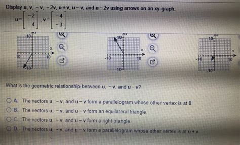 solved display u v v 2v u v u v and u 2v using