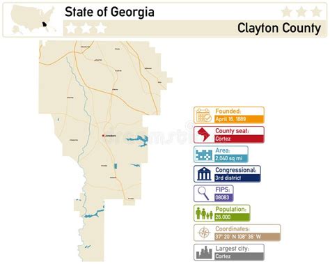 Detailed Infographic And Map Of Clayton County In Georgia Stock Vector