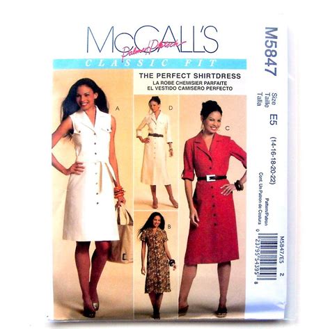Misses Shirtdresses 3 Lengths Palmer Pletsch 14 22 Mccalls Sewing