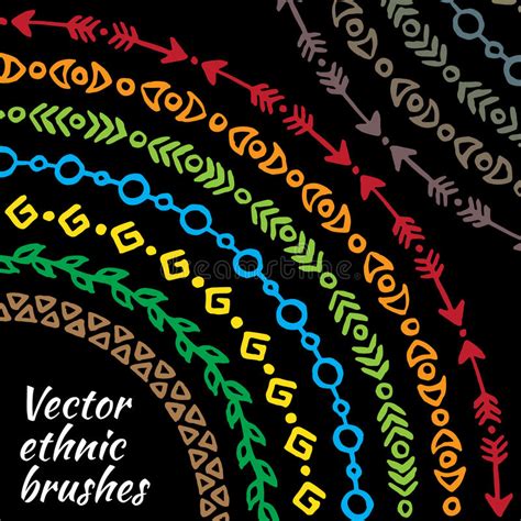 Sistema De Cepillos Tribal étnico Del Arco Iris Colorido Ilustración