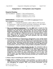 Assignment2 Cmpt 125 126 Assignment 2 Writing Basic Java Programs Sept 21st 2013 Assignment 2