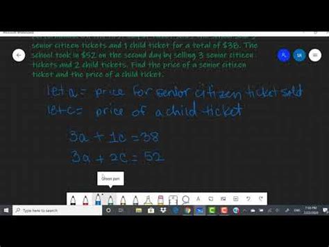 Solving Systems Of Equations Applications Youtube